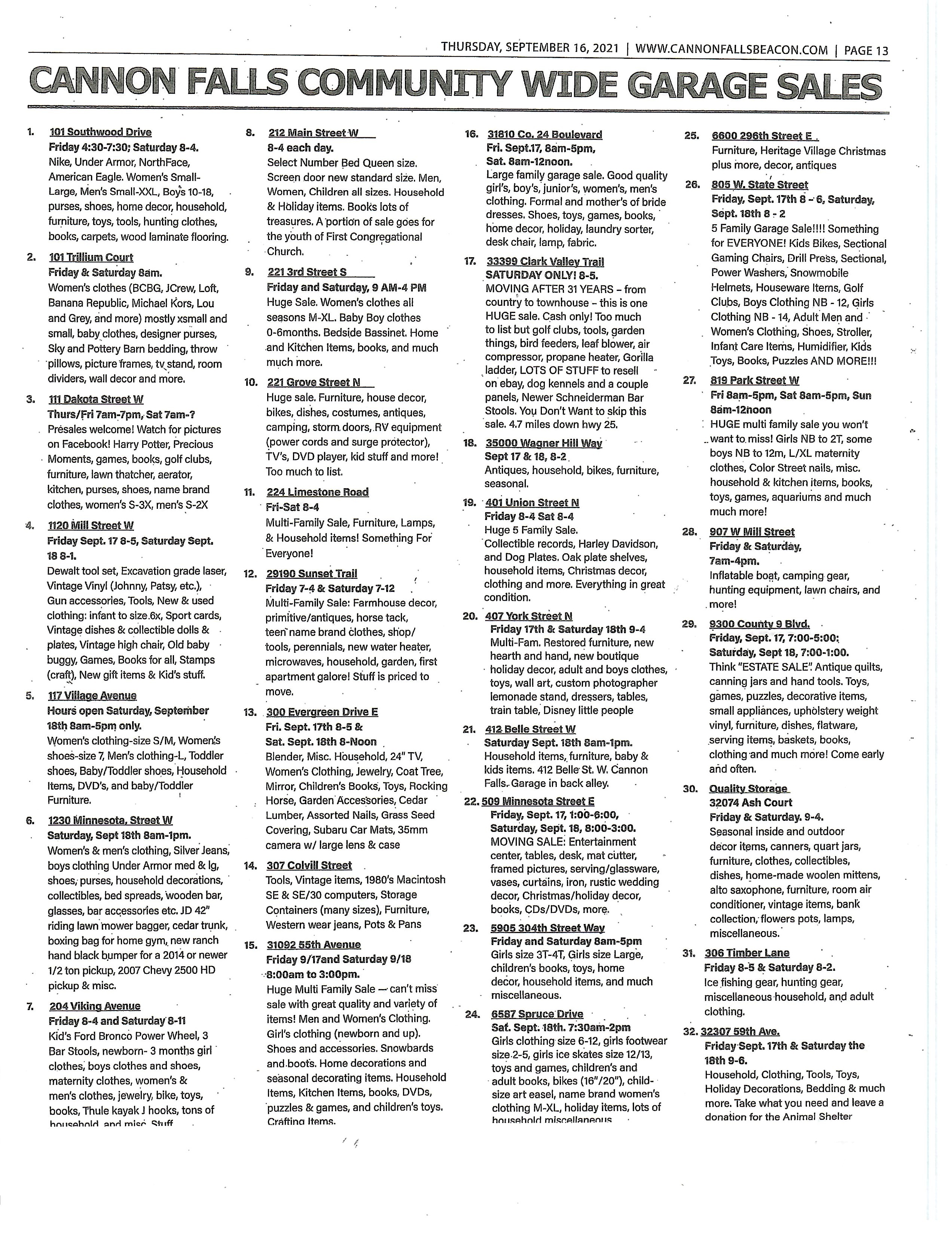 Fall City-Wide Garage Sale List-Map 2021_Page_2 – Cannon Falls Area ...